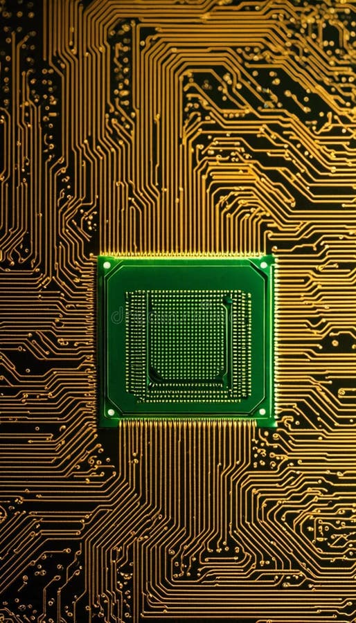 An Image of a Gold Chip on Computer Board Stock Stock Illustration ...