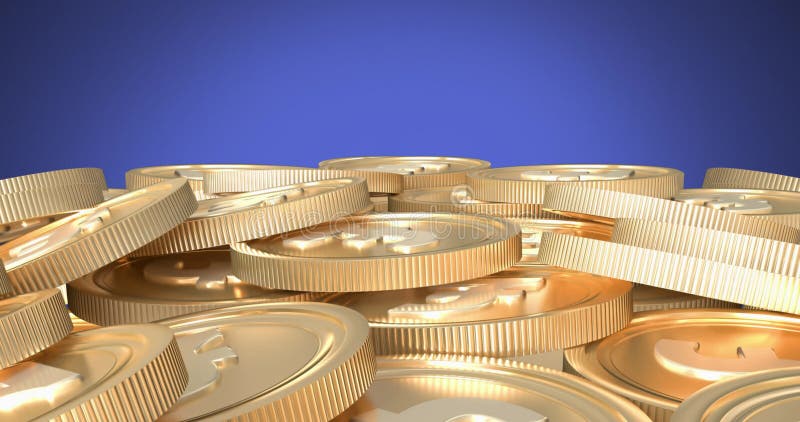 Image of Gold Coins on Blue Background Stock Illustration ...