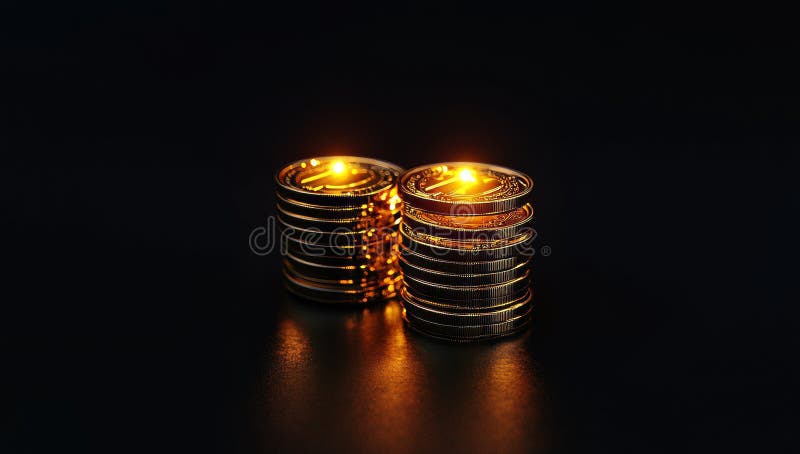 The Image of Gold Coins in a Studio Environment Represents a Wealth ...