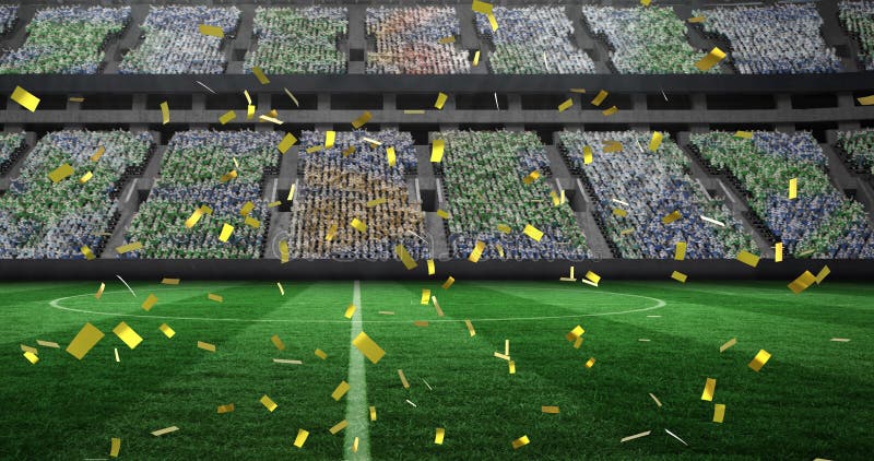 Image of Gold Confetti Falling Over Sports Stadium Stock Illustration ...