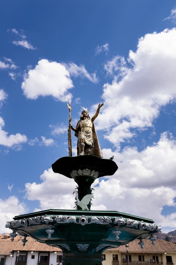 Image of a Golden Inca`s Sculpture in a Monument. Editorial Photography ...