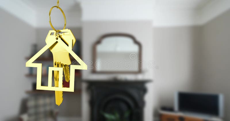 Image of Golden Key and House Over House Interior Stock Illustration ...