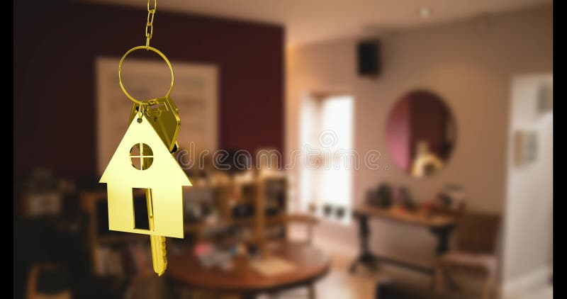 Image of Golden Key and House Over House Interior Stock Photo - Image ...