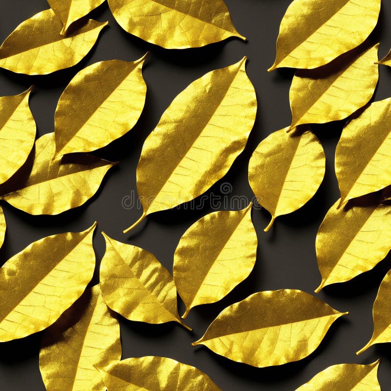 A Golden Leaf Pattern. - Seamless and Tileable Stock Photo - Image of ...