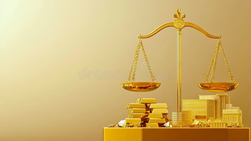 Image of Golden Scales in Perfect Balance Stock Illustration ...