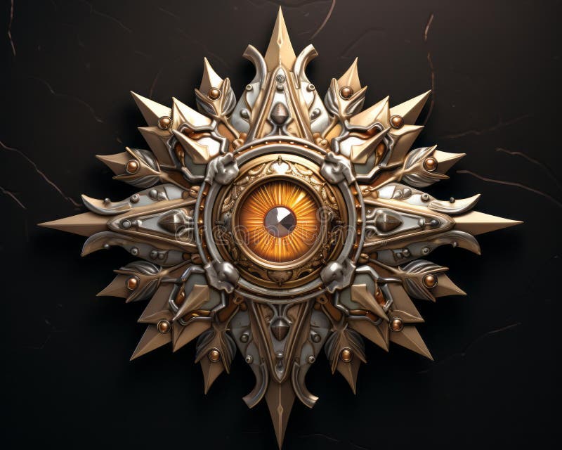 An Image of a Golden Star with an Eye in the Center Stock Illustration ...