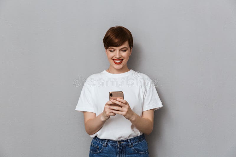 Image Of Gorgeous Young Woman Smiling And Holding Cellphone Stock Image ... Image Of Gorgeous Young Woman Smiling And Holding Cellphone Stock Image ...