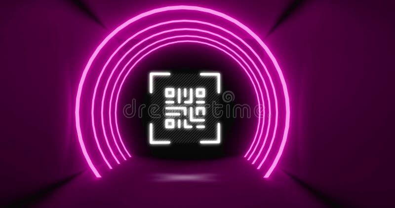 Image of Gr Code and Circles in Purple Tunnel Stock Image - Image of ...