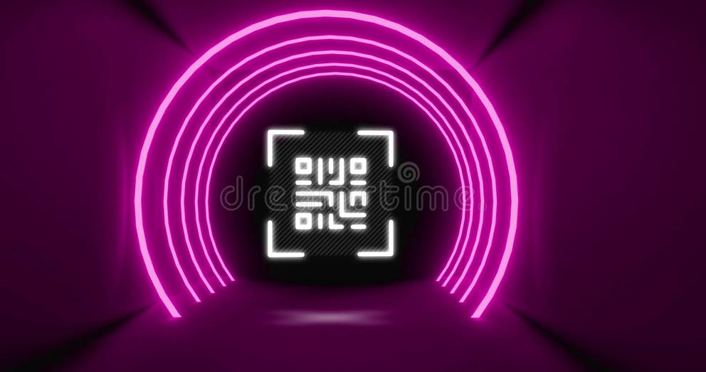 Image of Gr Code and Circles in Purple Tunnel Stock Image - Image of ...