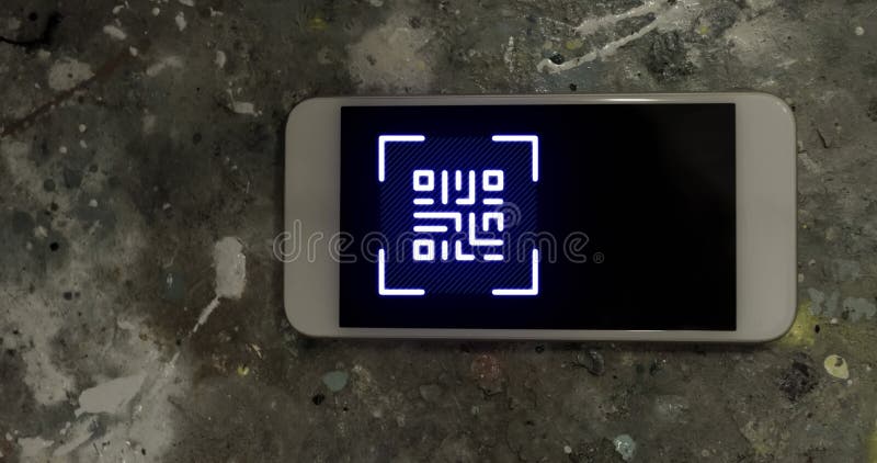 Image of Gr Code Over Smartphone Lying on Grey Surface Stock Photo ...