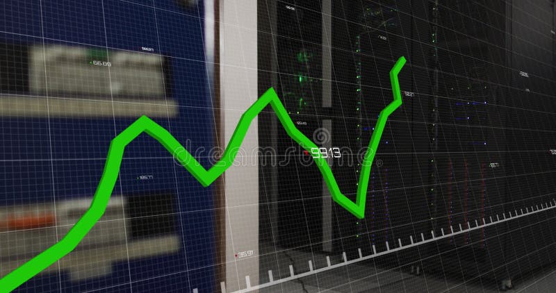 Image of Graph with Changing Numbers Over Illuminated Data Server ...