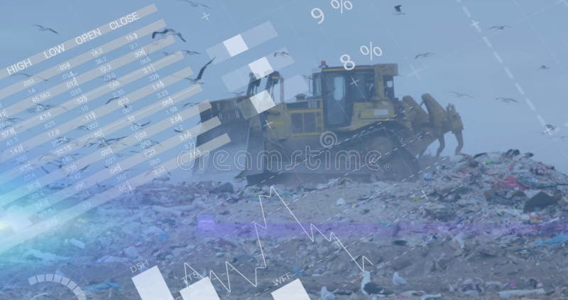 Image of Graph and Data Over Bulldozer on Waste Dump Stock Photo - Image of information, rubbish ...