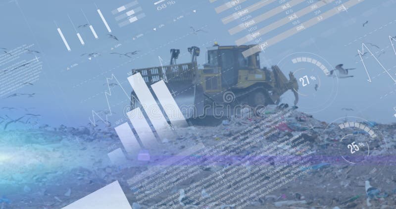 Image of Graph and Data Over Bulldozer on Waste Dump Stock Photo - Image of litter, trash: 257860938