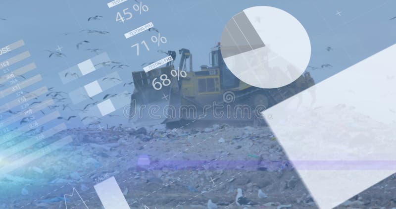 Image of Graph and Data Over Bulldozer on Waste Dump Stock Photo ...