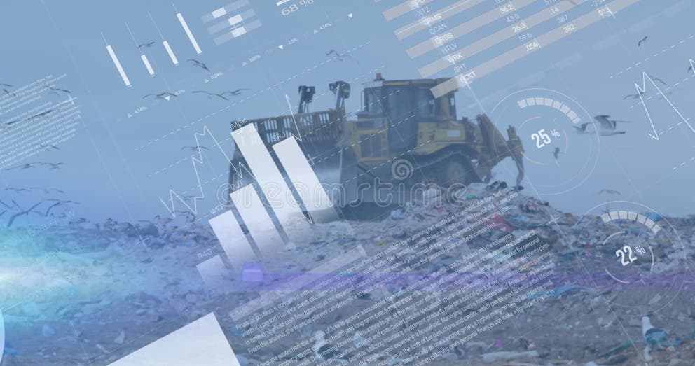 Image of Graph and Data Over Bulldozer on Waste Dump Stock Photo ...