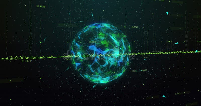 Image of Graph and Globe Over Loading Circles and Bars with Graphs on ...