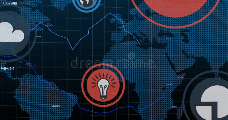 Image of Graph Over Data Processing and People Digital Icons Stock ...