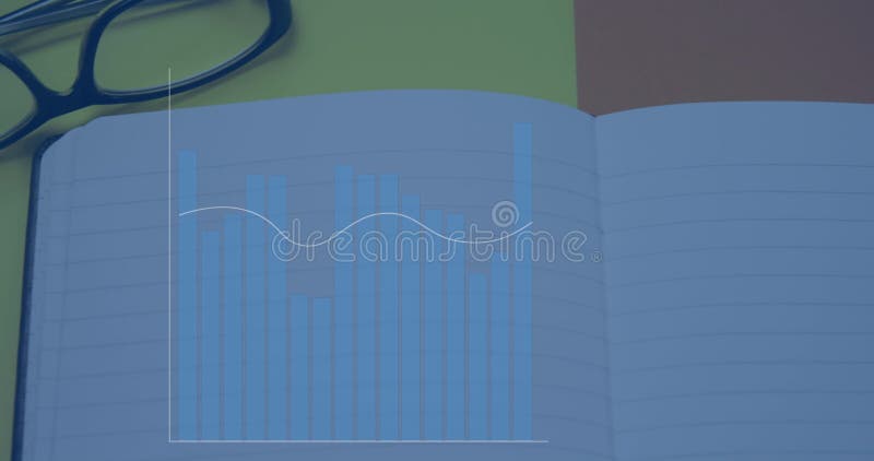Image of Graph Over Open Notebook and Glasses on Desk Stock Photo ...