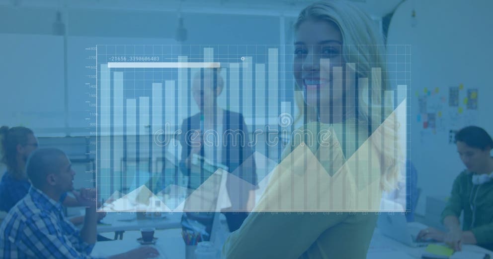 Image of Graph Processing Data Over Diverse Colleagues at Casual Office ...