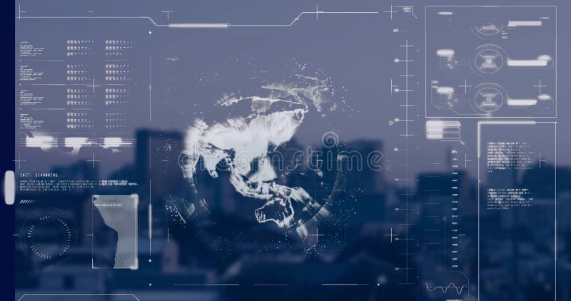 Image of Graphical Infographic Interface Screen with Rotating Glove ...