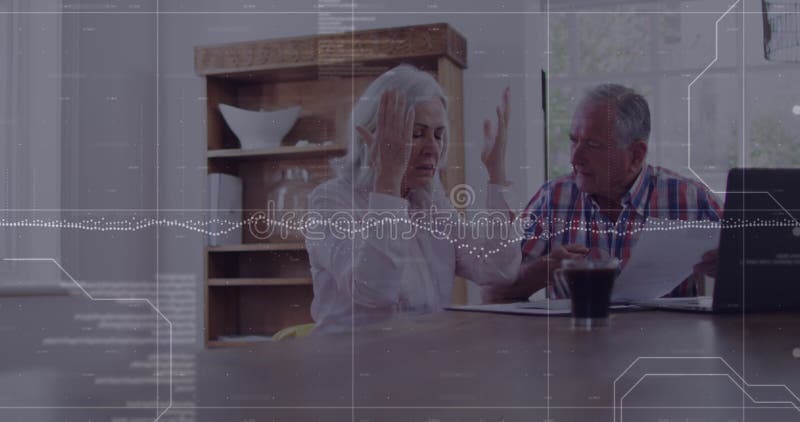 Image of Graphs, Abstract Pattern Over Frustrated Caucasian Woman ...