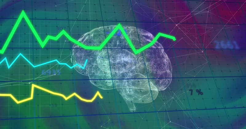 Image of Graphs, Changing Numbers and Connected Dots Over Digital Human ...