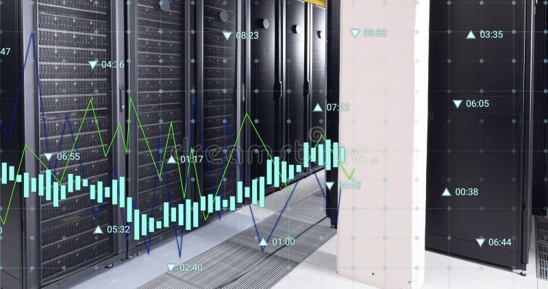 Image of Graphs and Changing Numbers Over Data Server Room Stock ...