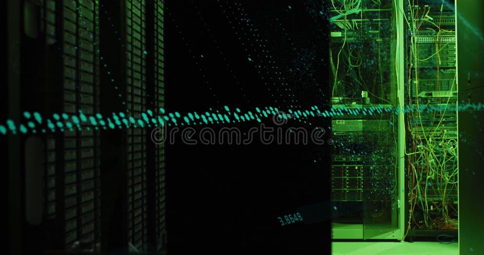 Image of Graphs and Changing Numbers Over Illuminated Data Server System in Server Room Stock ...