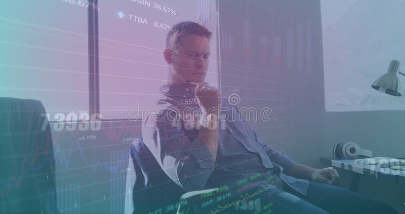 Image of Graphs, Changing Numbers, Trading Board, Thoughtful Caucasian ...