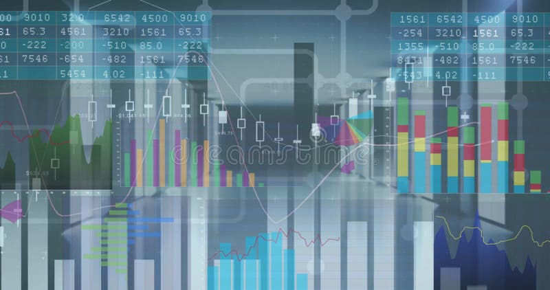 Image of Graphs and Charts Processing Data Over Server Room Stock Image ...