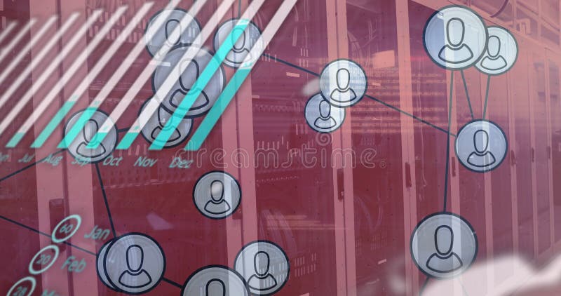 Image of Graphs and Connections with User Icons Over Servers Stock ...