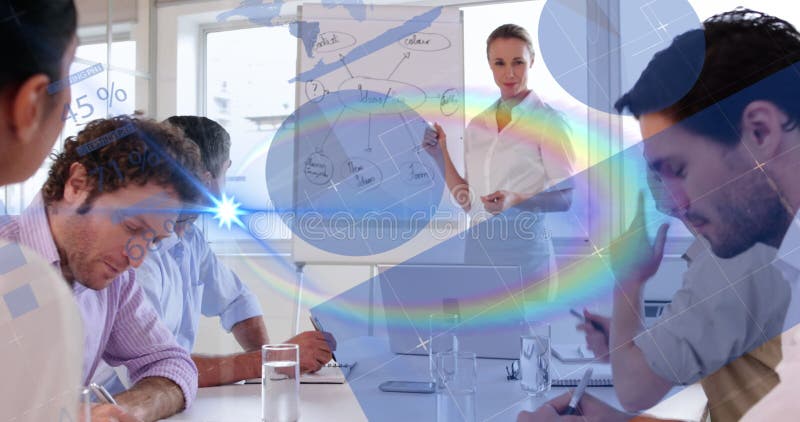 Image of Graphs, Data and Digital Interface with Prismatic Halo Moving ...