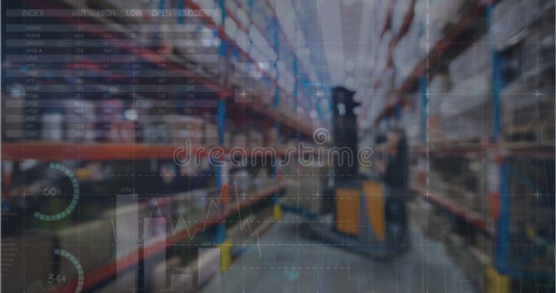 Image of Graphs and Data Over Warehouse Stock Illustration ...
