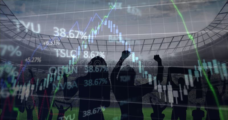 Image of Graphs and Data Processing Over Cheering Sports Fans at ...
