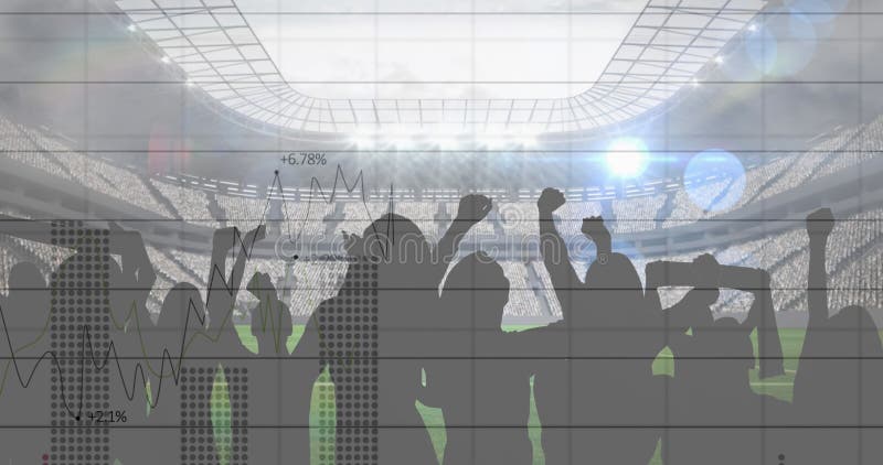 Image of Graphs and Data Processing Over Fans Cheering at Sports ...
