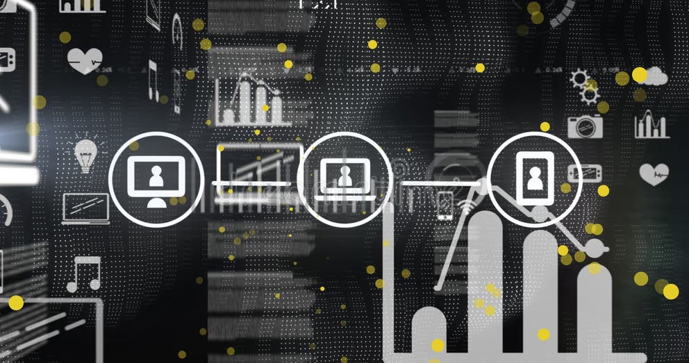 Image of Graphs and Diverse Data Processing on Black Digital Screen ...