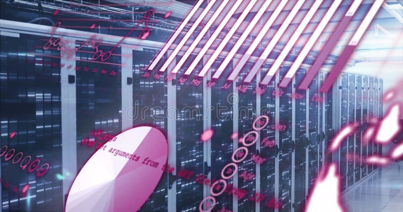 Image of Graphs, Globe and Computer Language Over Bars on Data Server Racks Stock Photo - Image ...