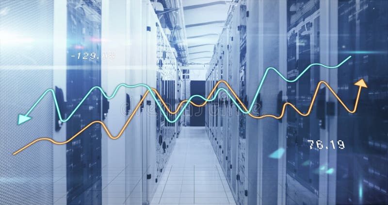 Image of Graphs and Lights Over Servers Stock Image - Image of ...