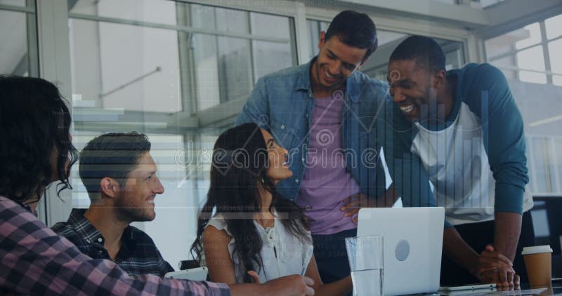 Image of Graphs, Loading Circles, Bars, Diverse Coworkers Sharing Ideas ...