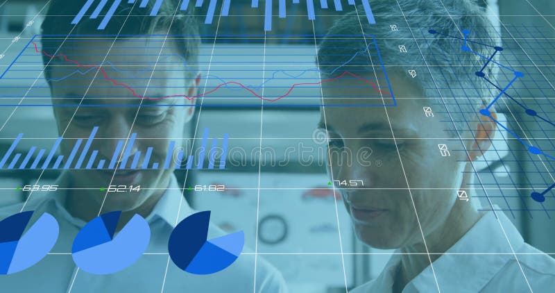 Image of Graphs, Loading Circles, Changing Numbers Over Caucasian ...