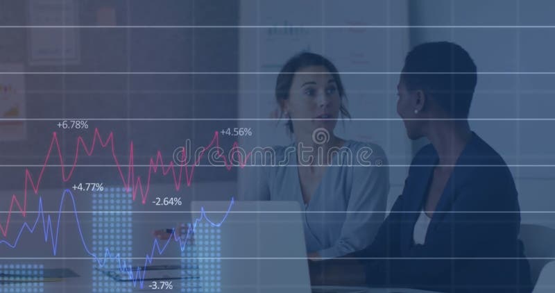 Image of Graphs and Numbers Over Diverse Female Coworkers Analyzing ...
