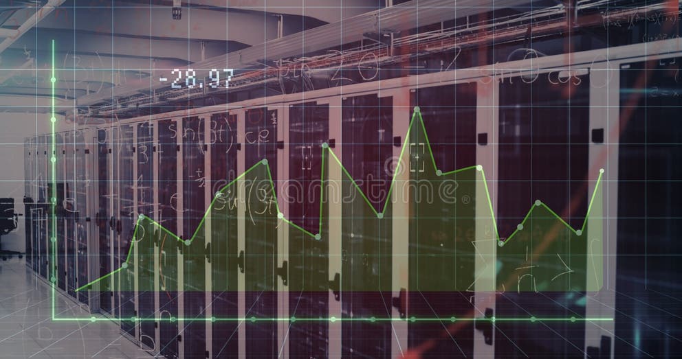 Image of Graphs and Numbers Over Servers Stock Illustration ...