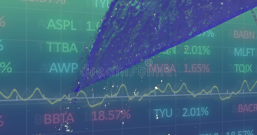 Image of Graphs with Numbers Over Trading Board Against Water Falling ...