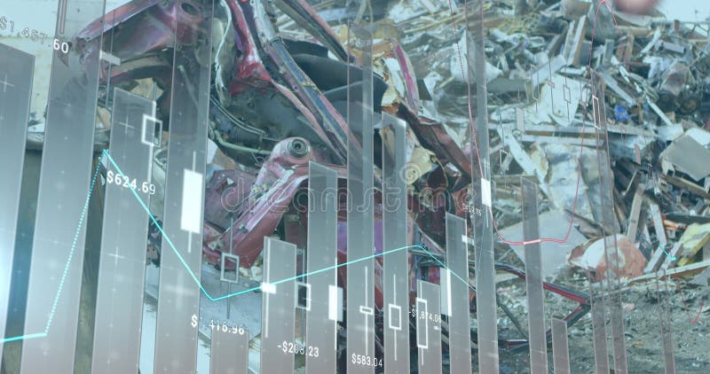 Image of Graphs Processing Data Over Metal Waste in Reclamation Yard ...