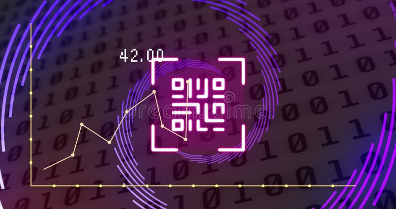 Image Of Graphs And Qr Code Over Binary Code Stock Illustration