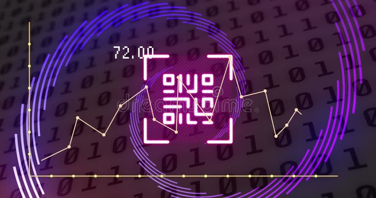Image of Graphs and Qr Code Over Binary Code Stock Illustration ...