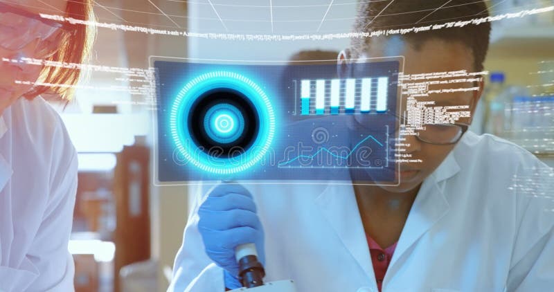 Image of Graphs, Radars, Map and Computer Language, Diverse Female ...