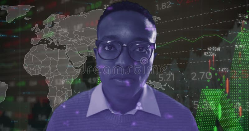 Image of Graphs, Trading Board, Increasing Numbers, Map Over Portrait ...