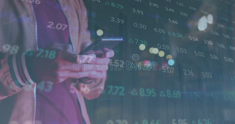 Image of Graphs and Trading Board Over Midsection of Caucasian Man ...