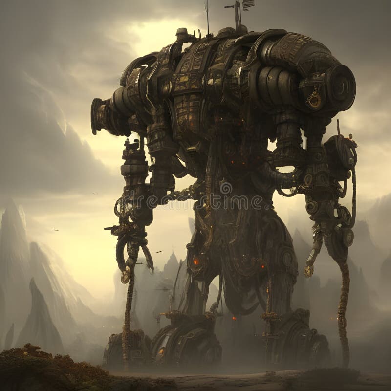Great steampunk warrior stock illustration. Illustration of terrain ...